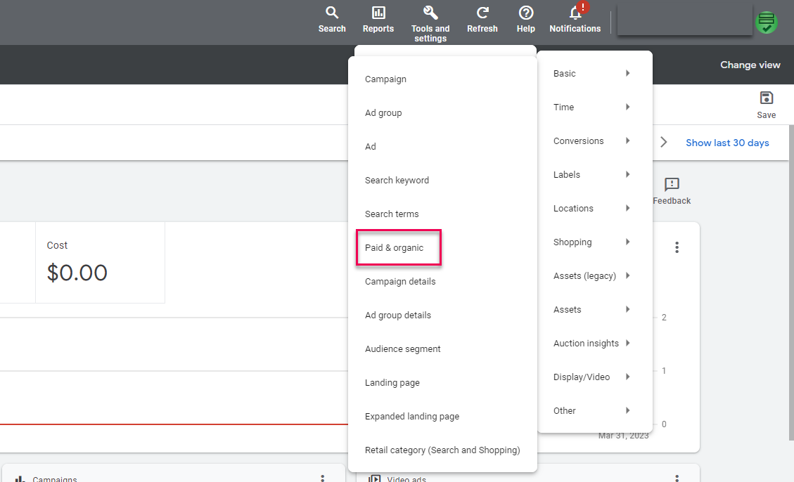 How To Use the Google Ads Paid & Organic Search Report